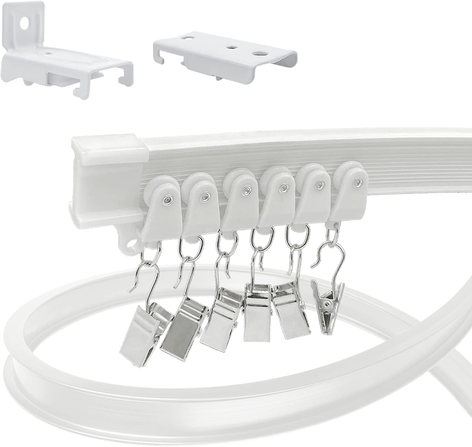 Ceiling Curtain Track, Flexible Bendable Curved Curtain Track Wall ...