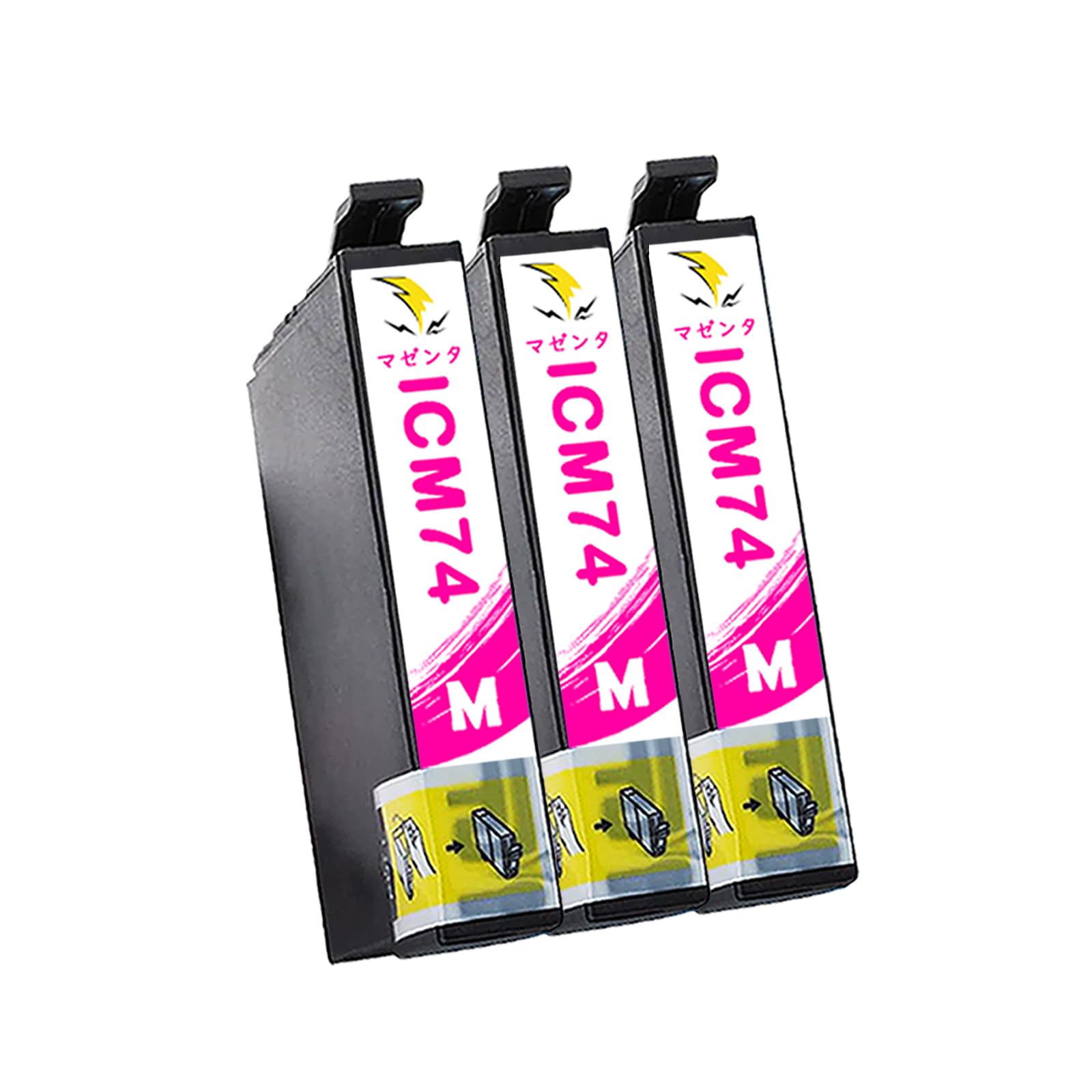 Amazon.co.jp: 【稲妻トナー】IC74 インク マゼンタ 互換 インクカートリッジ エプソン(Epson)用 ICM74×3 計3本 大容量タイプ ICチップ付き 対応機種：PX ...