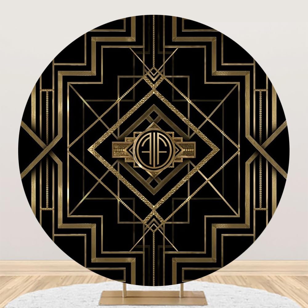 Amazon.com : Renaiss 7x7ft Gatsby Theme Round Backdrop Cover Retro ...