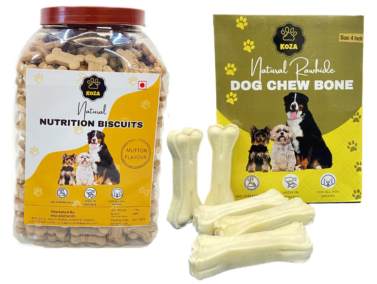 KOZA Combo of Mutton Flavour Real Mutton Dog Biscuits 1 Kg + 1 kg 4 ...