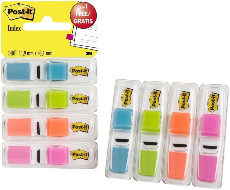 Post-it Miniset Segnapagina, 11.9 x 43.2 mm, 3 + 1 x 35, Celeste/Lime ...
