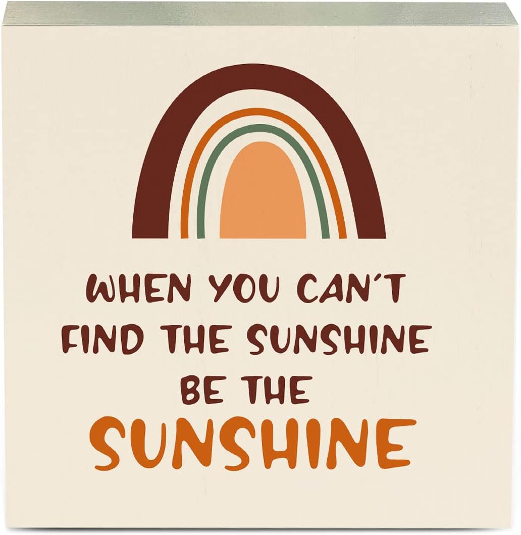 Amazon.com: Farmhouse Sunshine Wooden Box Sign Rustic Country Rainbow ...