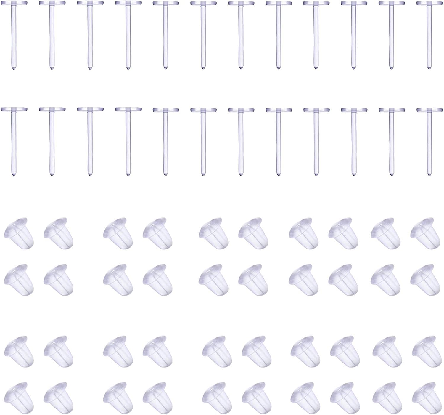 100 Pcs Clear Earrings Clear Earings Clear Earring Pins Earring ...