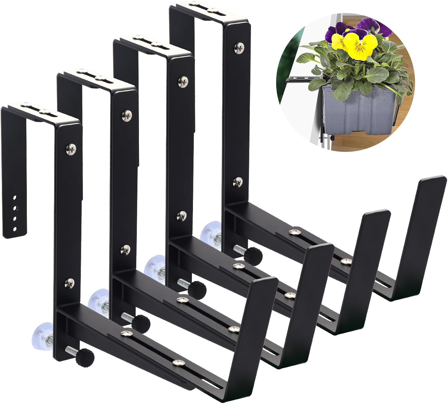 Amazon.com : Sekcen 4 Pack Window Box Brackets Flower Planter Box ...
