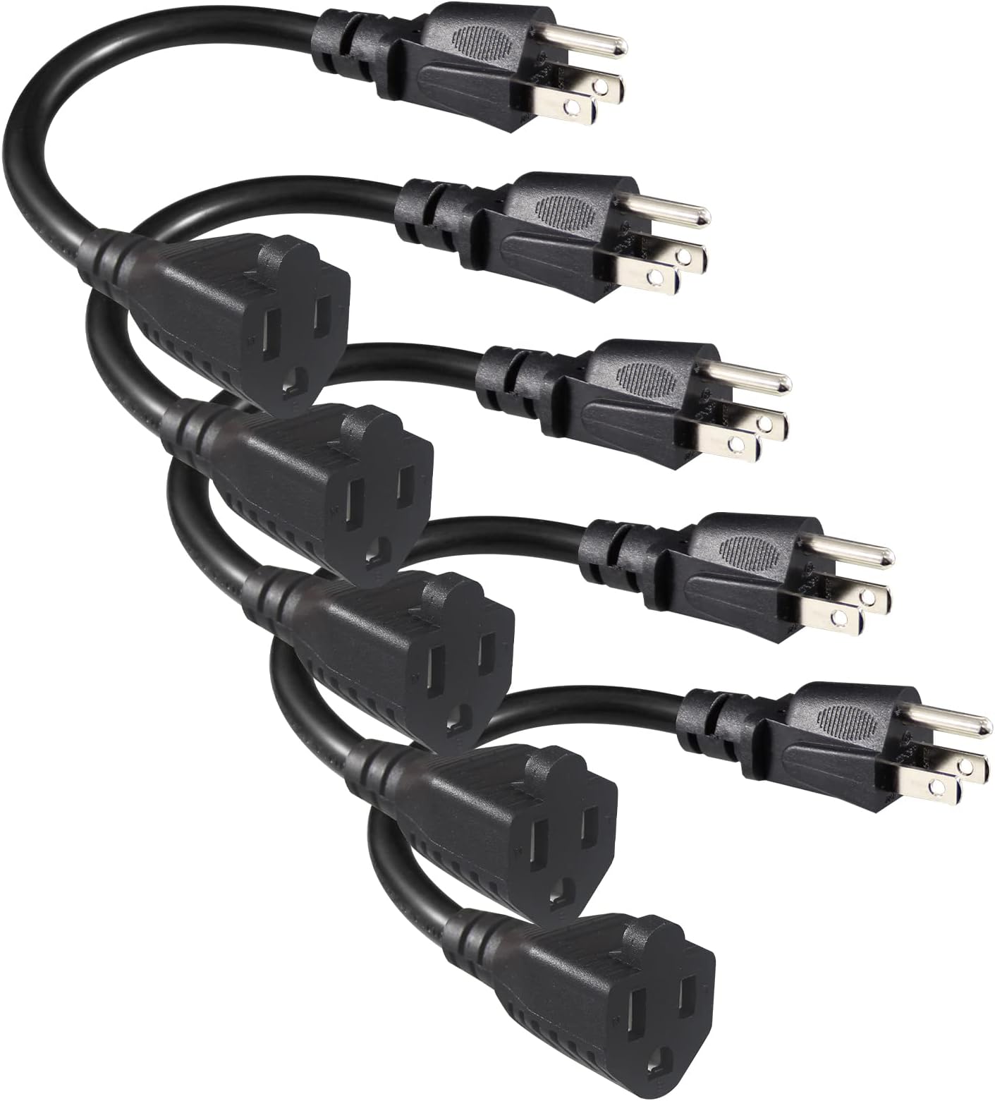 Miady Short Power Extension Cord Outlet Saver, 16AWG/13A, 3 Prong (10 ...