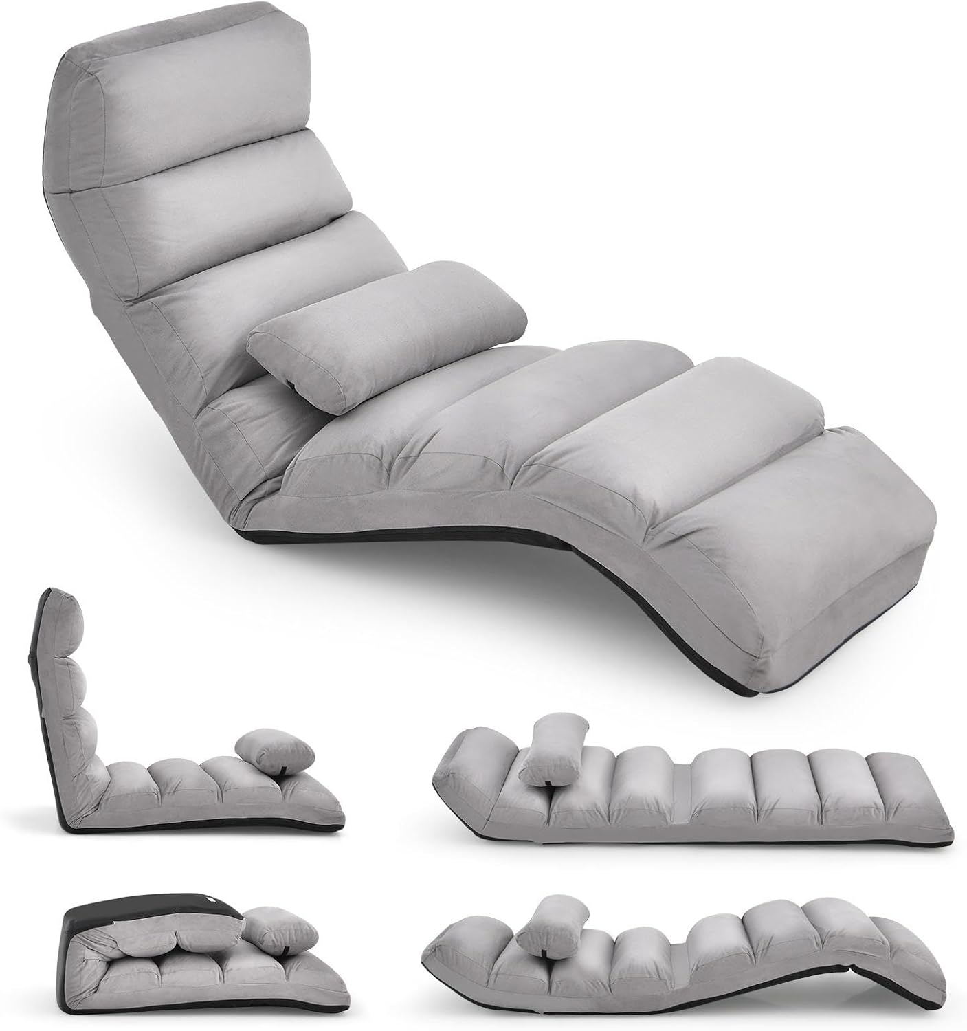 COSTWAY Fauteuil Relax Salon en Faux Daim Pliable, Réglable sur 5 ...