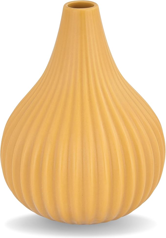 Amazon.com: Yellow Vases for Decor 1 PCS, Small Bud Vase for Modern ...