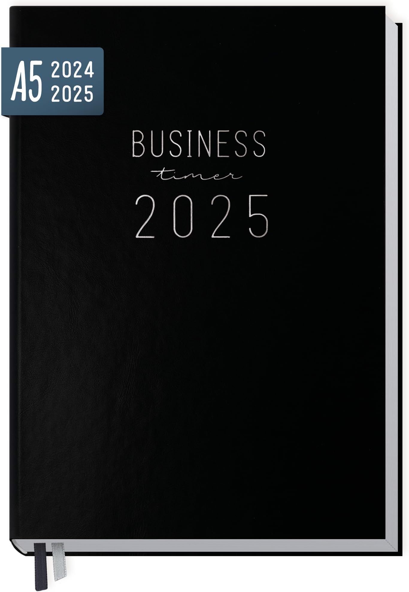 Häfft® Business-Timer 2024/2025 A5 "Schwarz" Buchkalender 18 Monate ...
