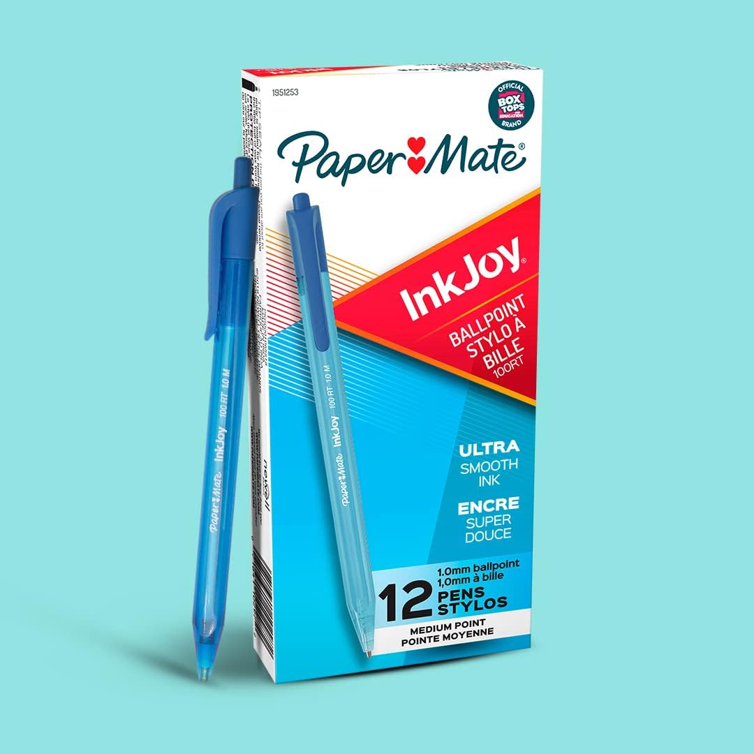 PAPER MATE INKJOY 100RT Retractable Ball Pen 12x Blue : Amazon.in ...