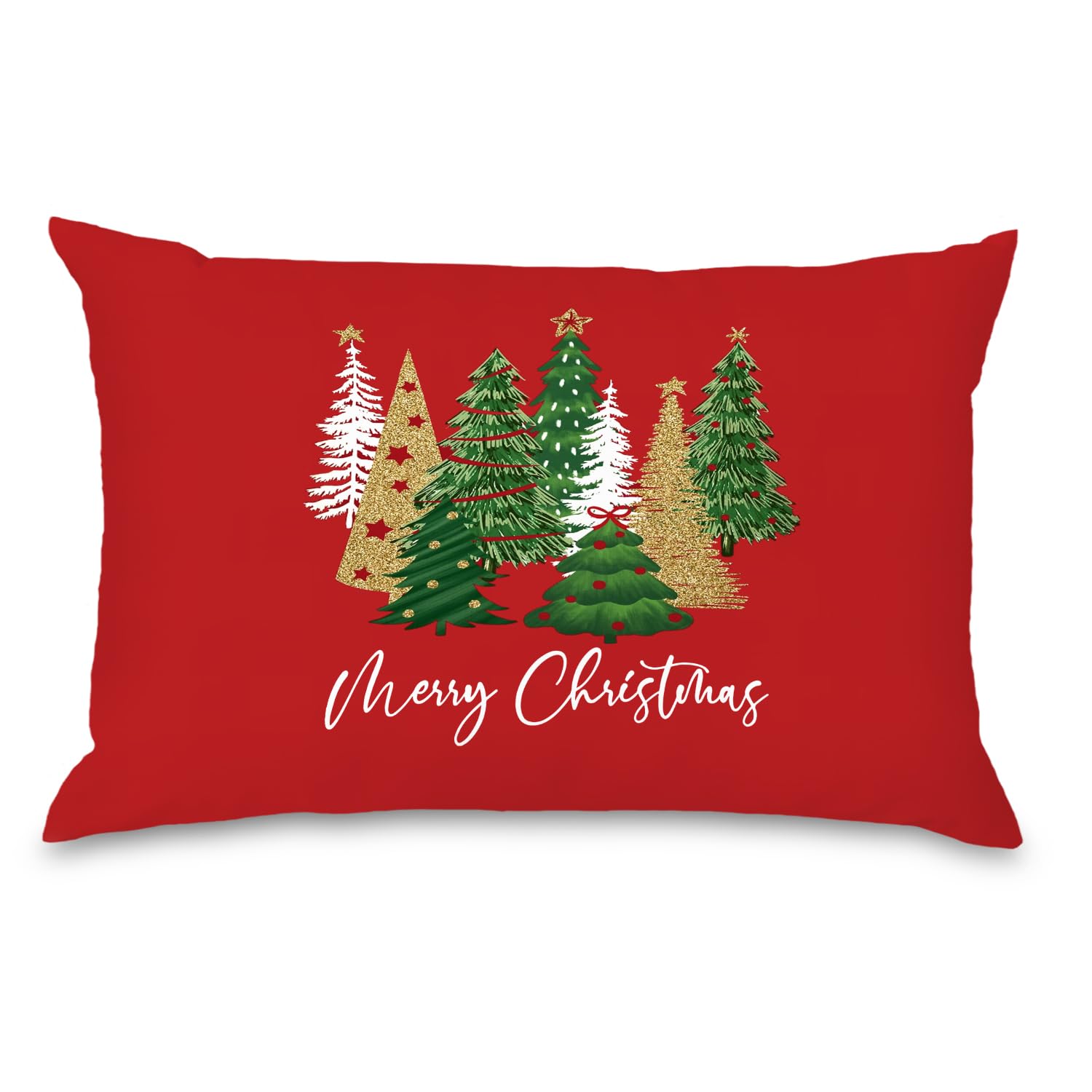 Amazon.com: ignytiger Red Christmas Tree Lumbar Pillow Covers 12x20 ...