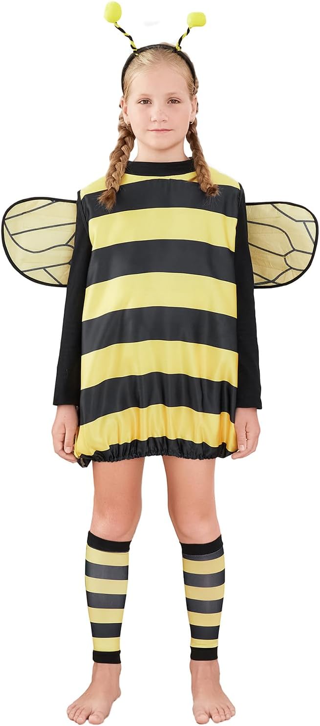 Amazon.com: Ysygt Halloween Bee Cosplay Costume Set Bee Dress with ...