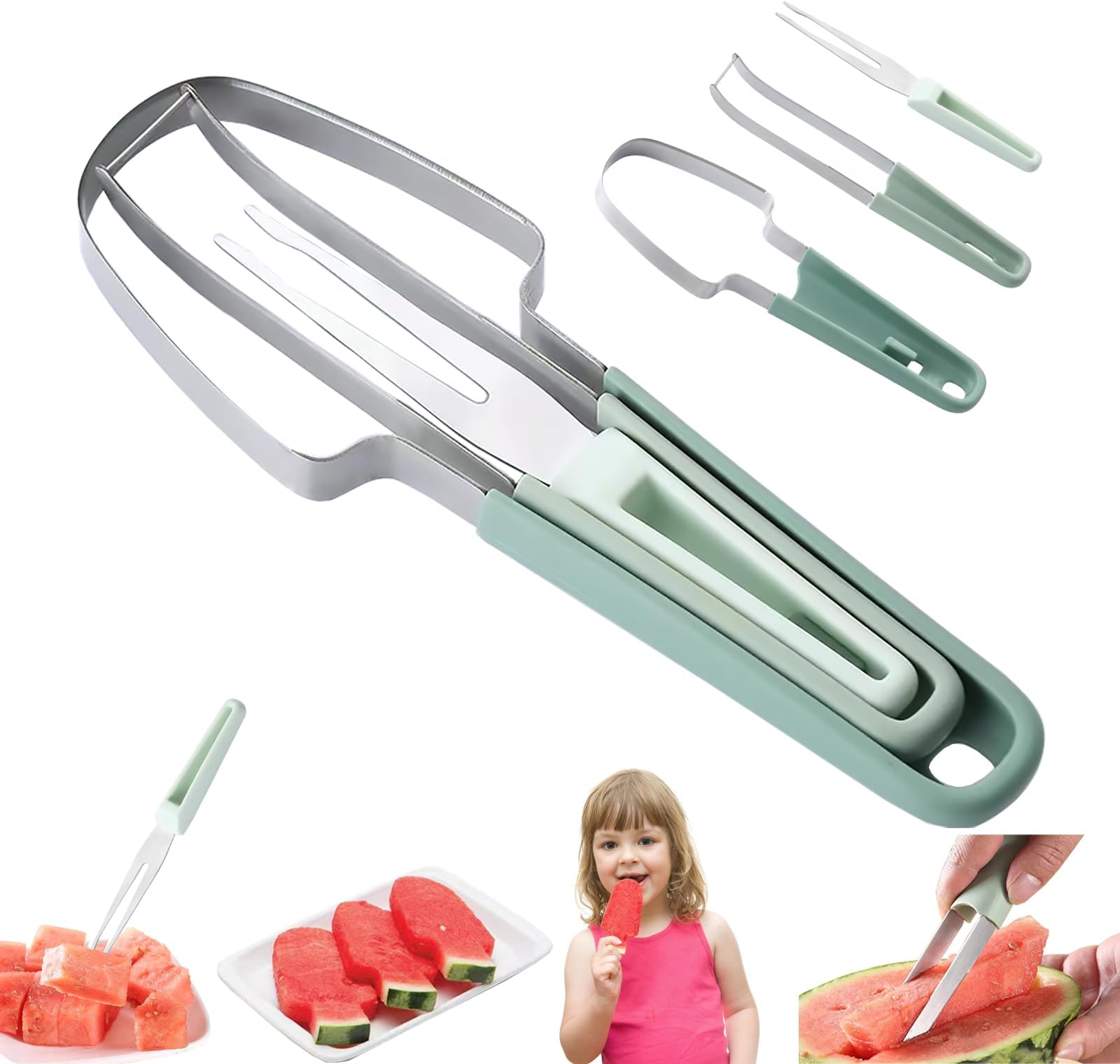 Amazon.com: BURIUS Stainless Watermelon Cutter Slicer Tool - Fruit ...