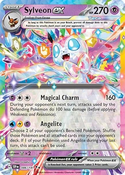 Amazon.com: Pokemon - Sylveon ex 086/191 - Surging Sparks – Tera Double ...