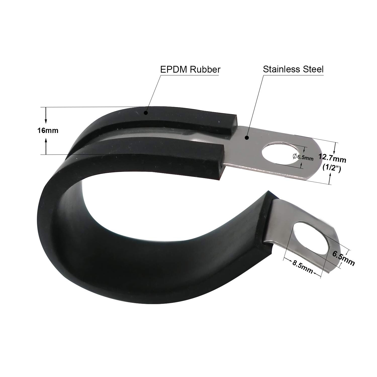Snapklik.com : 1" Cable Clamp Stainless Steel Rubber Cushioned ...