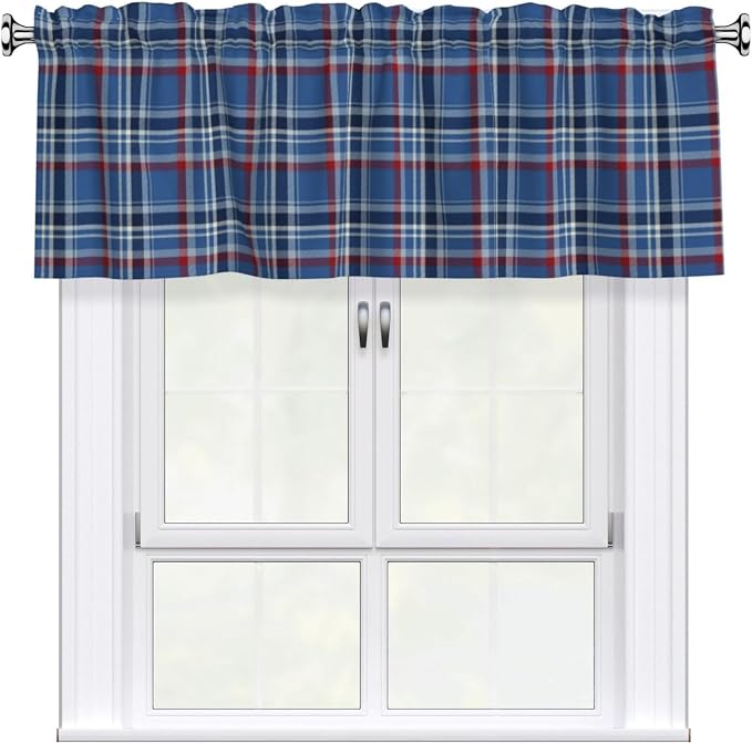 Amazon.com: YeertMii Retro Tartan Scotland Blue Plaid Kitchen Curtains ...