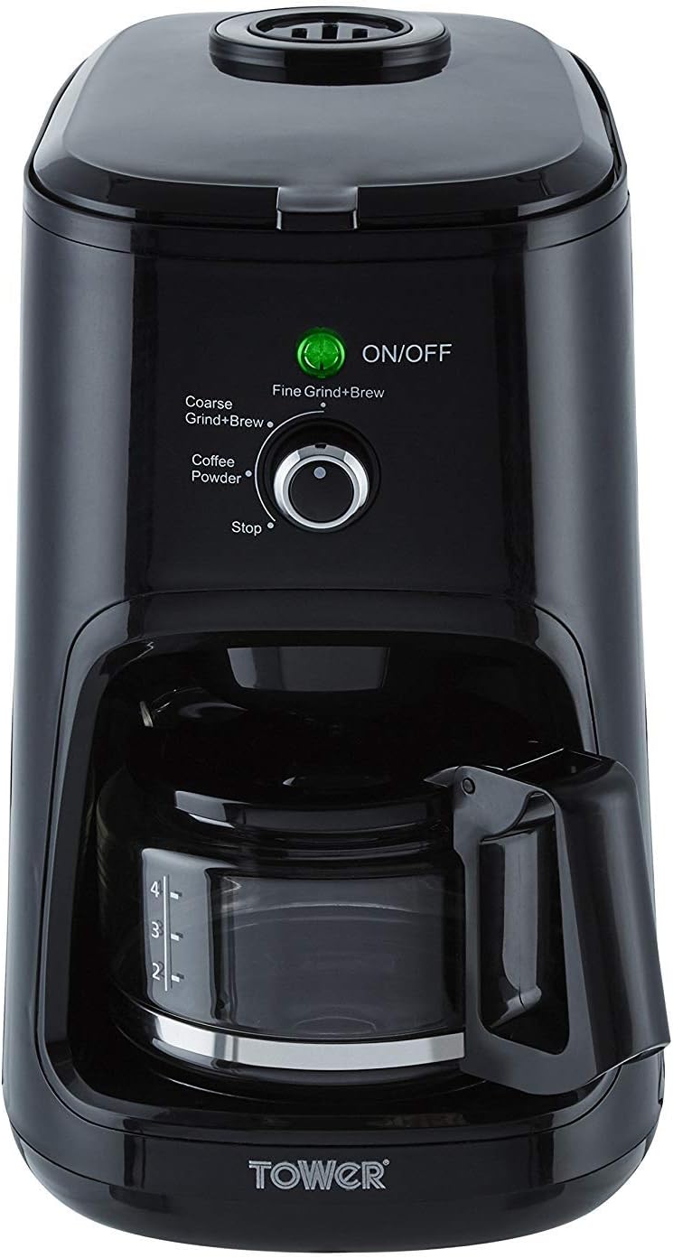 Tower T13005 Bean to Cup Filter Coffee Maker with Coarse and Fine ...