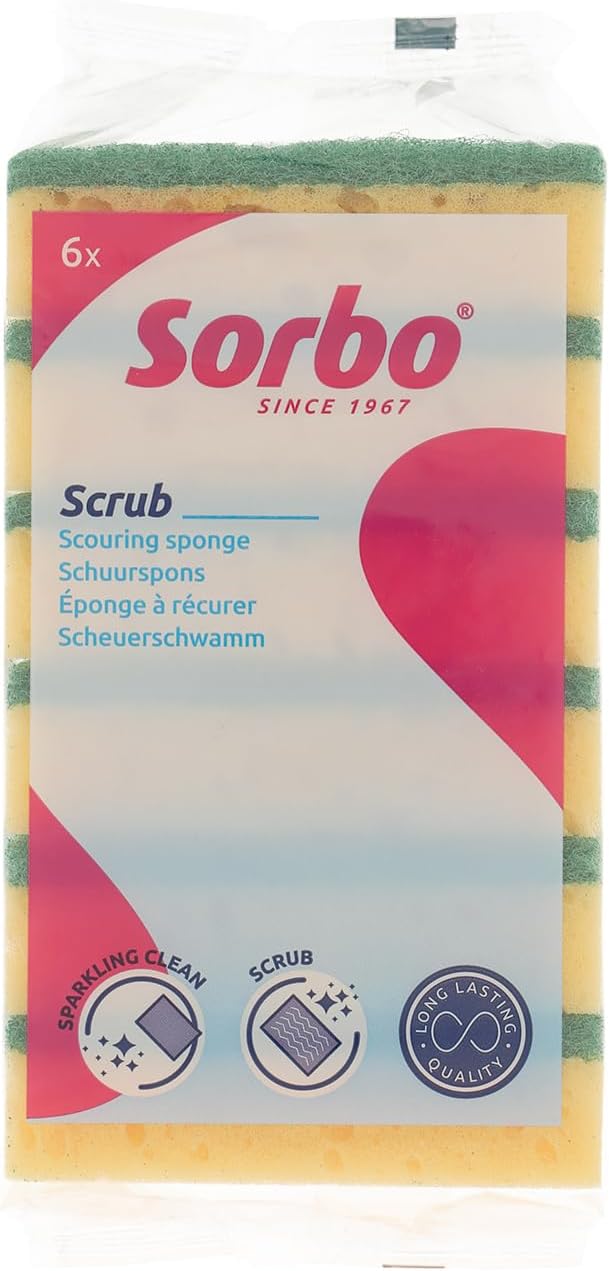 Sorbo Large, Extra Strong, Scouring Sponges, Pack of 6, Super Durable ...