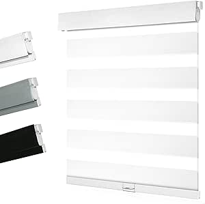 Amazon.com: Boolegon No Drill No tools Zebra Blinds, Blackout zebra shades, Dual Layer Cordless ...