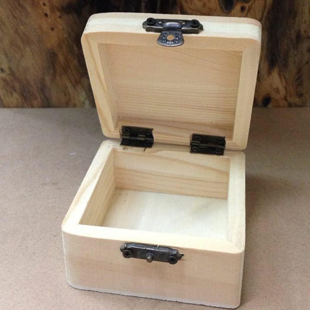 HpLive Small Wooden Box with Lid and Lock Wooden Box Box Treasure Chest ...
