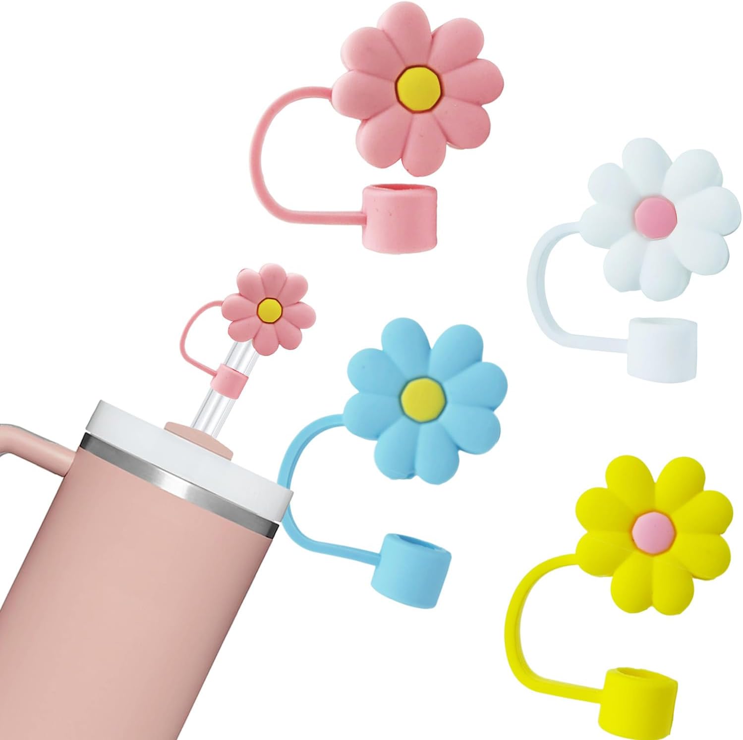 Amazon.com: Hotanry 4 Pcs Stanley Cup Straw Cover Flower, 10mm Straw ...