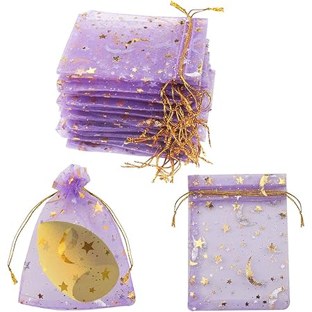Amazon.com: QIANHAILIZZ 100 Moon Star Organza Jewelry Gift Pouch Candy ...