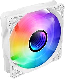 CiT Pro YH120 120mm Addressable-RGB PC Case Fan White, Infinity Mirror Center ARGB Light Effect ...