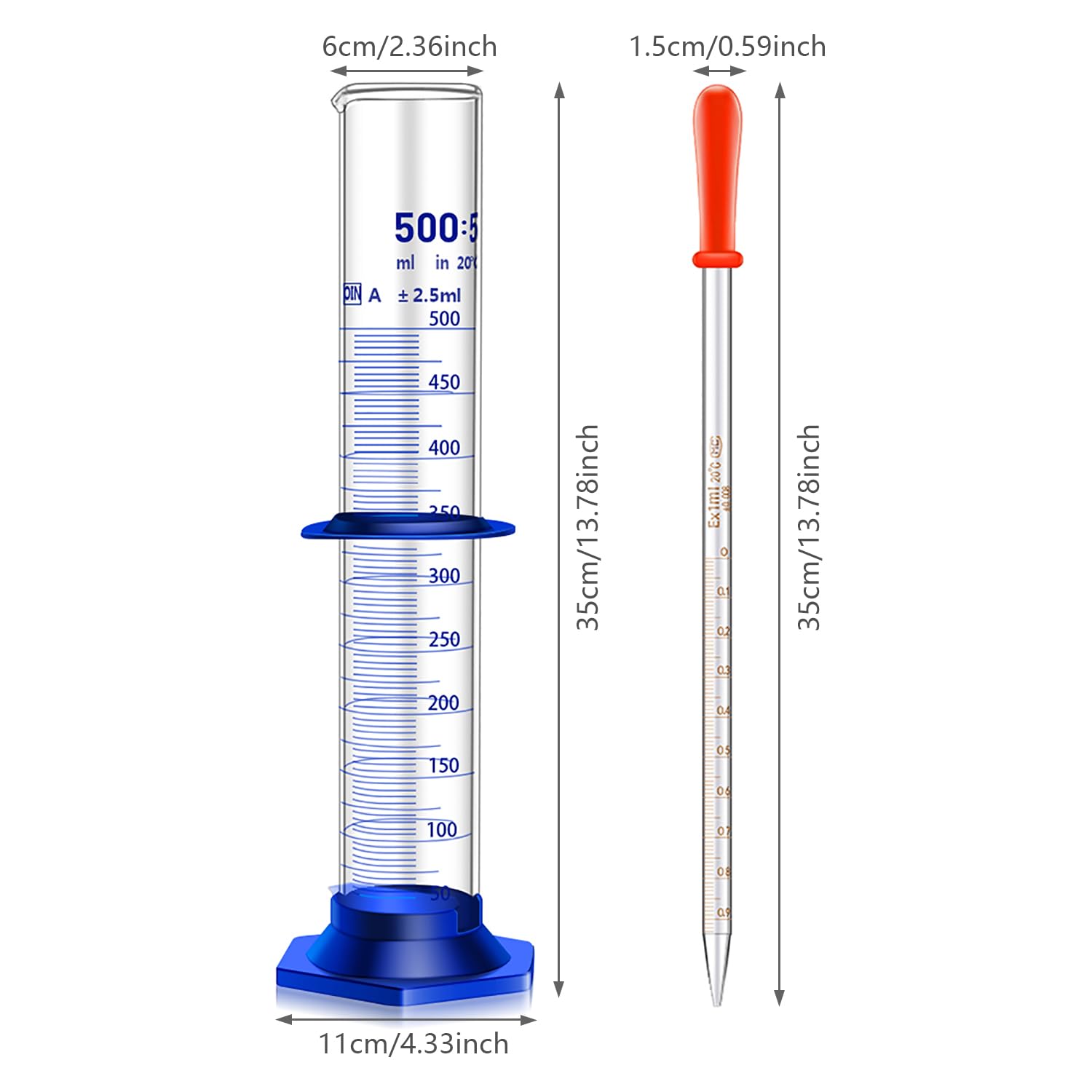 Snapklik.com : Thick Glass Graduated Cylinder Measuring Liquid Lab ...