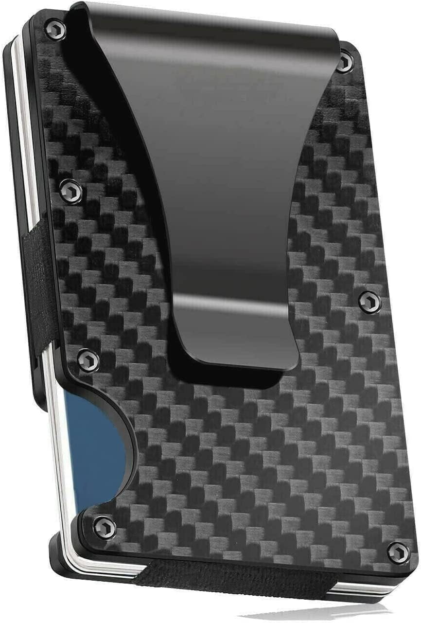 Amazon.com: Carbon Fiber Minimalist Slim Wallet for Men with Money Clip ...