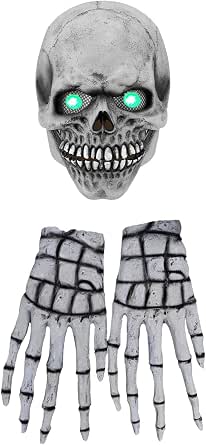 Amazon.com: Edlike Glowing Skull Mask Moving Jaw, Skull Mask with ...