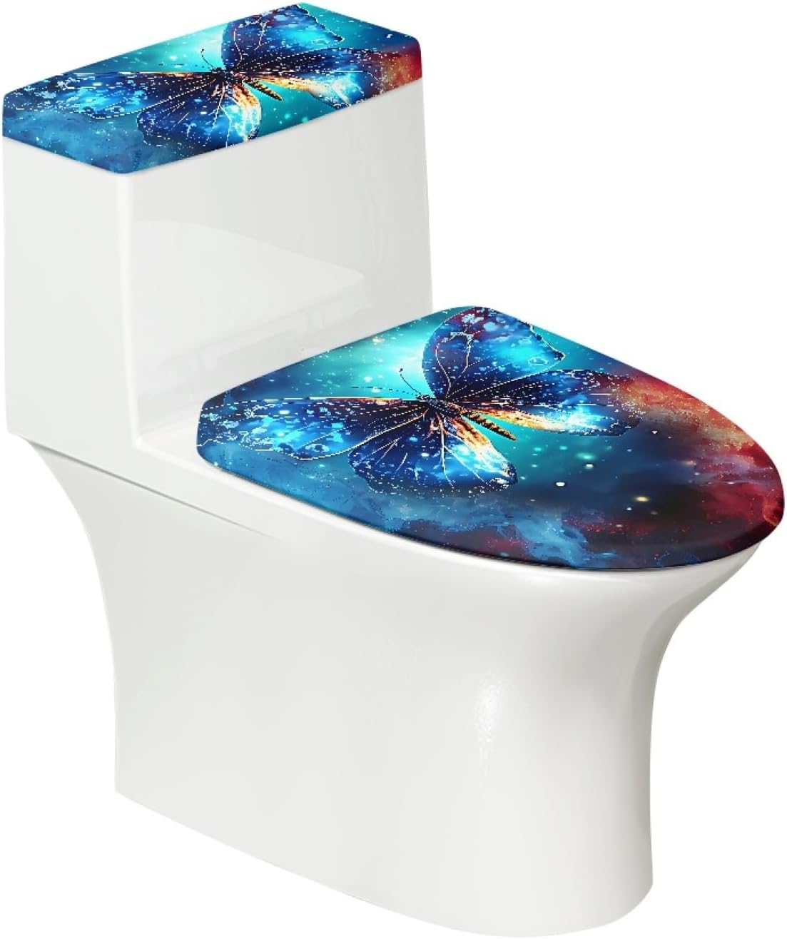 Amazon.com: GLENLCWE Blue Butterfly Galaxy Toilet Tank Lid Cover ...