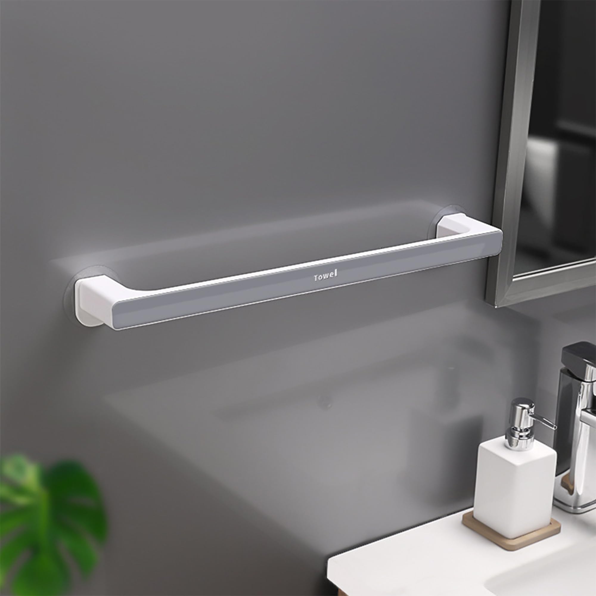 Heart Home Large Self-Adhesive Bathroom Towel Holder & Hanger - Rod ...