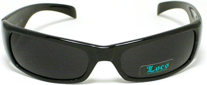 Amazon.com: Locs All Black Cholo Biker Extra Narrow Lens Rectangular ...