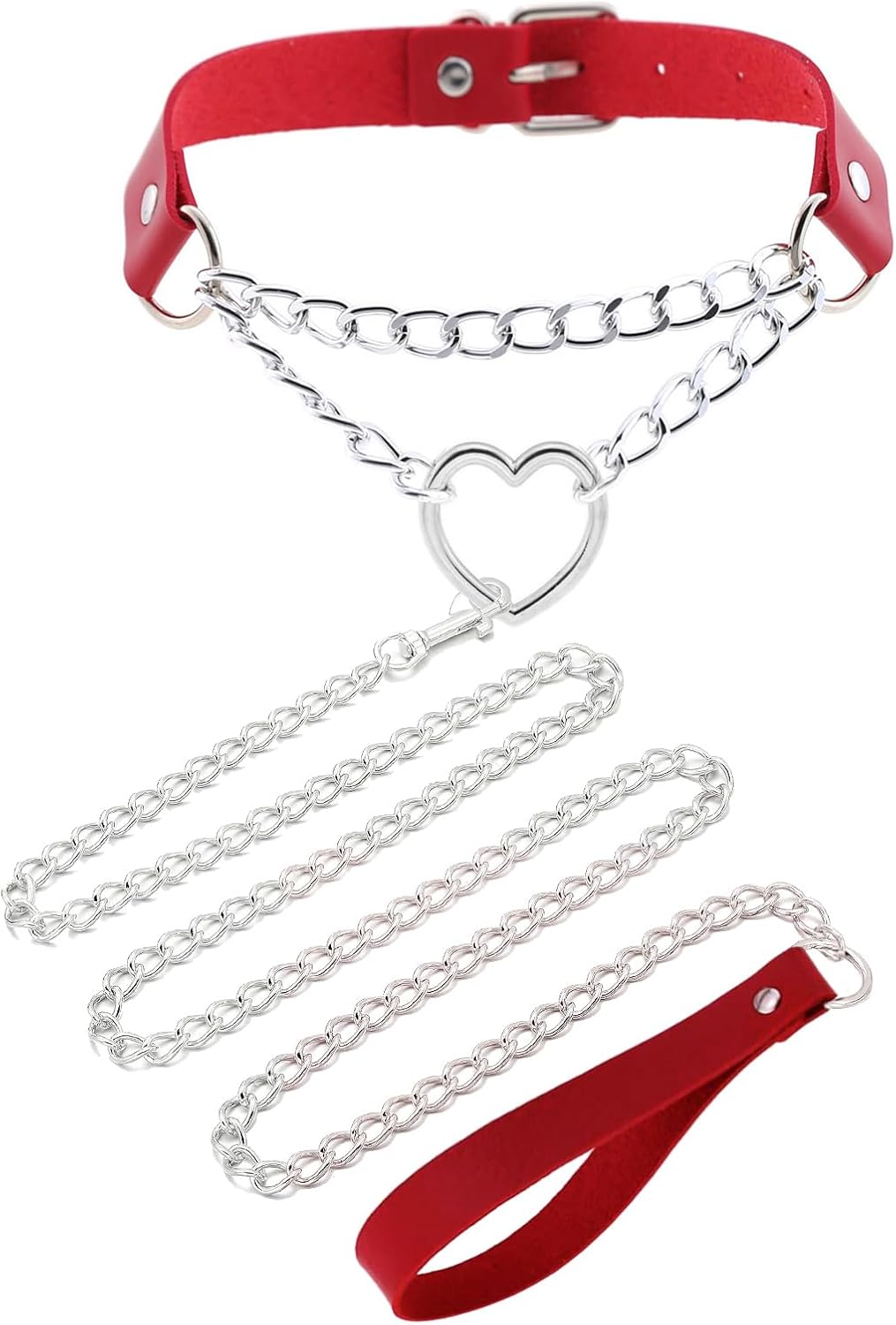Amazon.com: Red Leather Chain Collar, 2 Pcs Emo Jewelry Choker Necklace ...