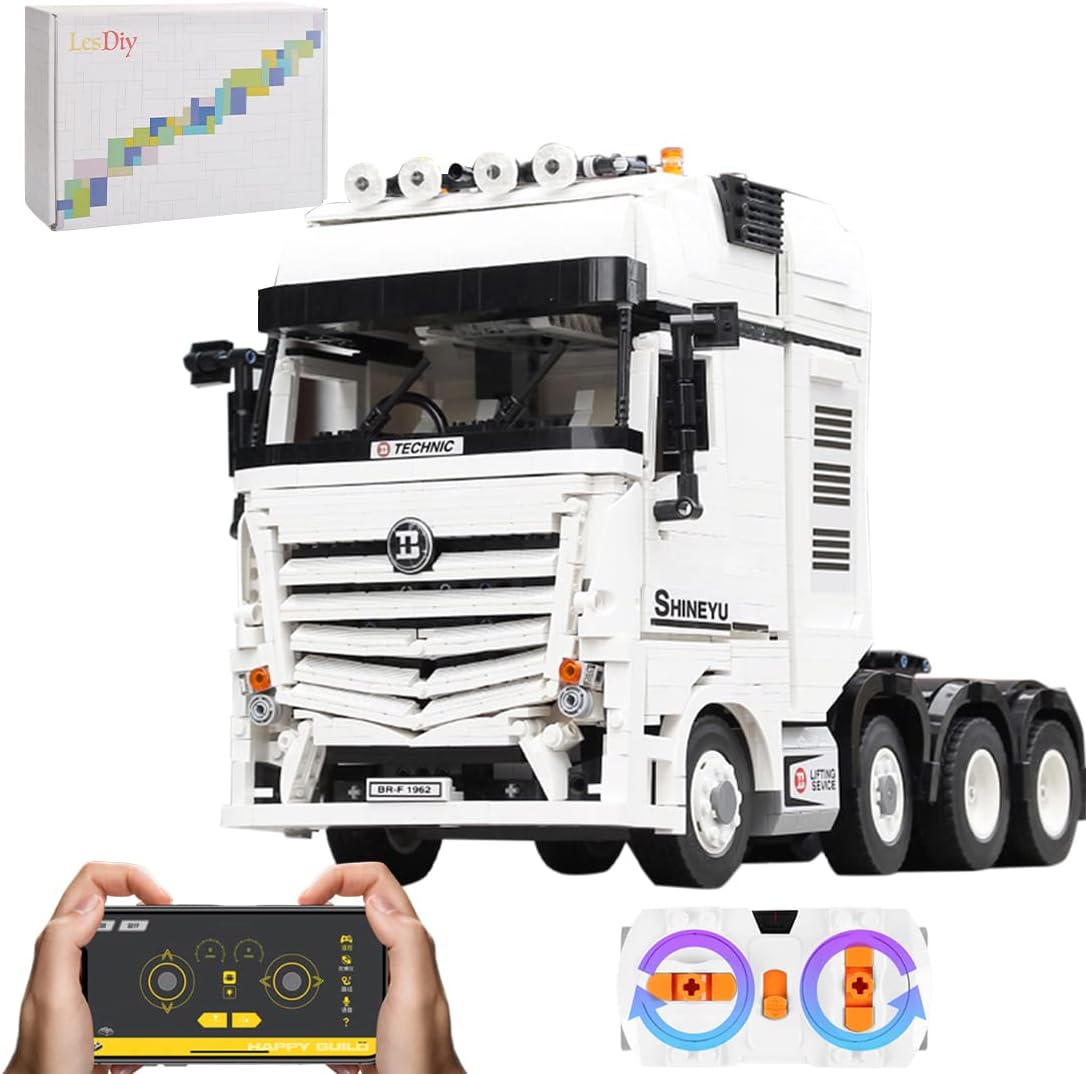 TYFUN Technik LKW Anhänger Modell Bausteine, 2.4Ghz/APP RC LKW, mit ...