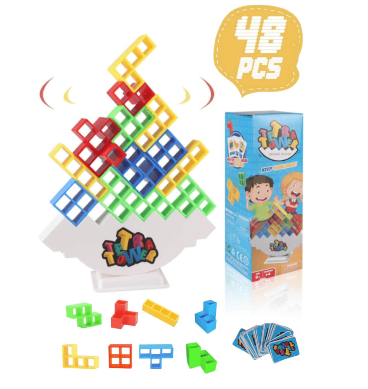 Buy MELATTI Tetra Tower Game - Tetra Tower Stacking Game with 48pcs ...