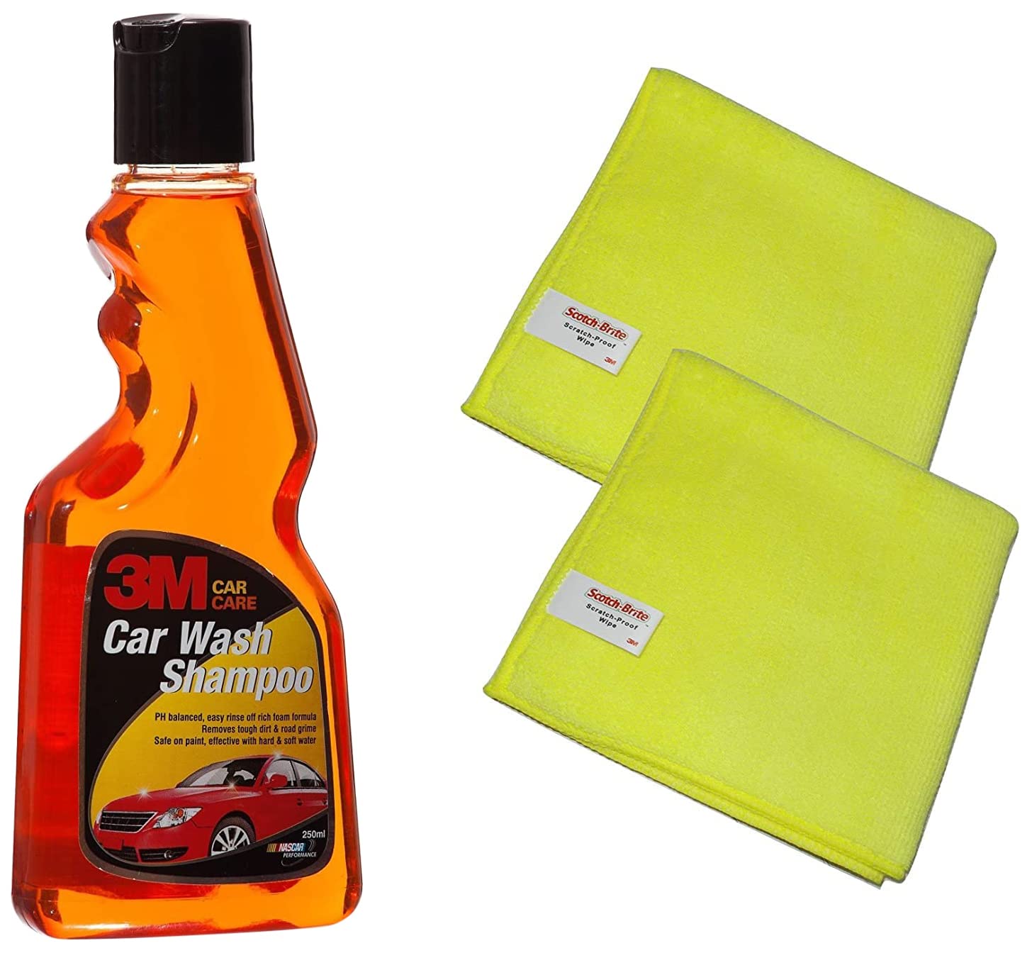 3M Microfiber Cloth (Pack of 2) & Car Care Car Wash Shampoo, 250ml ...