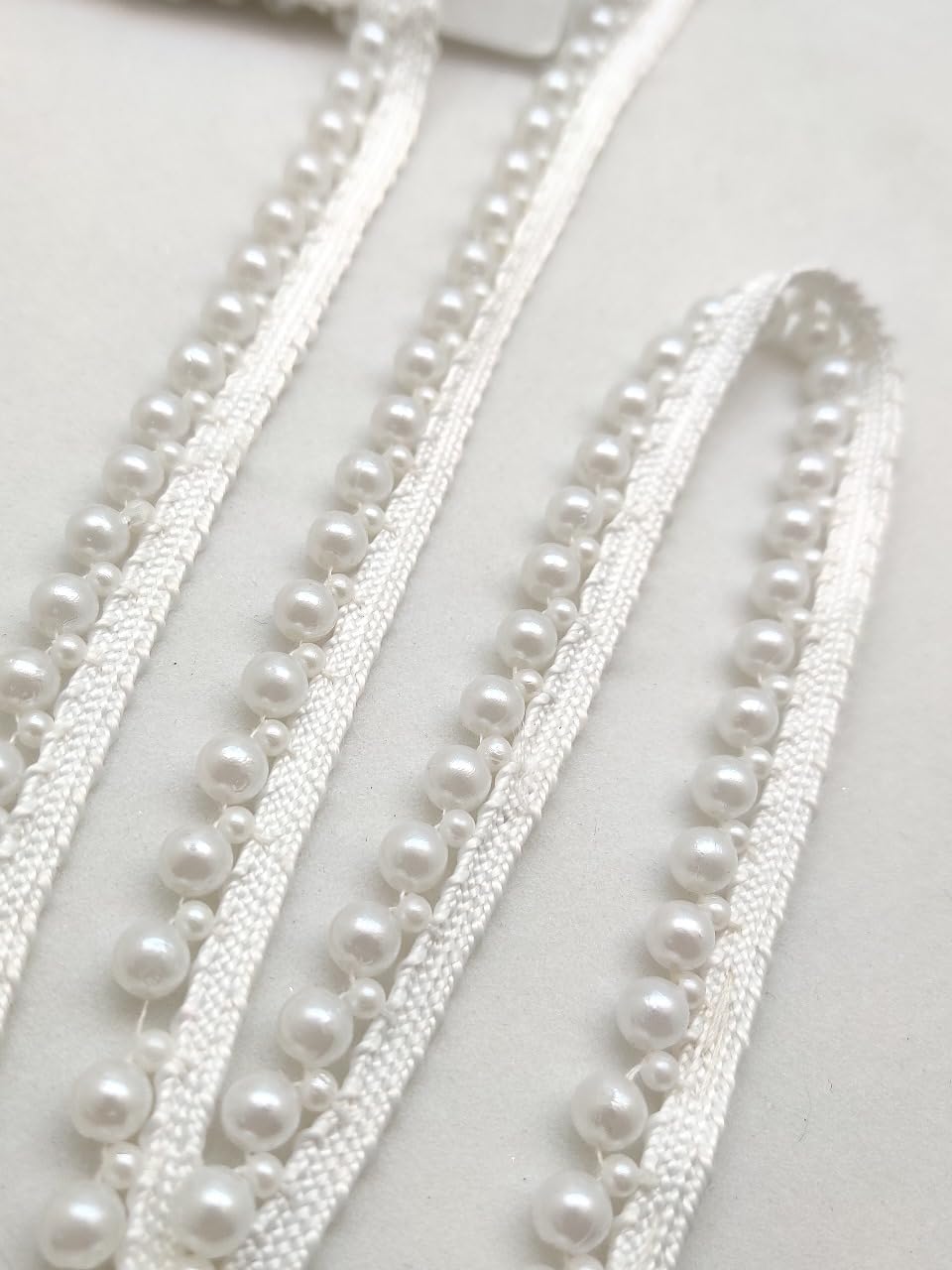8 MM White Beaded Pearl LACE Trim Border USE for Saree, Dupatta ...
