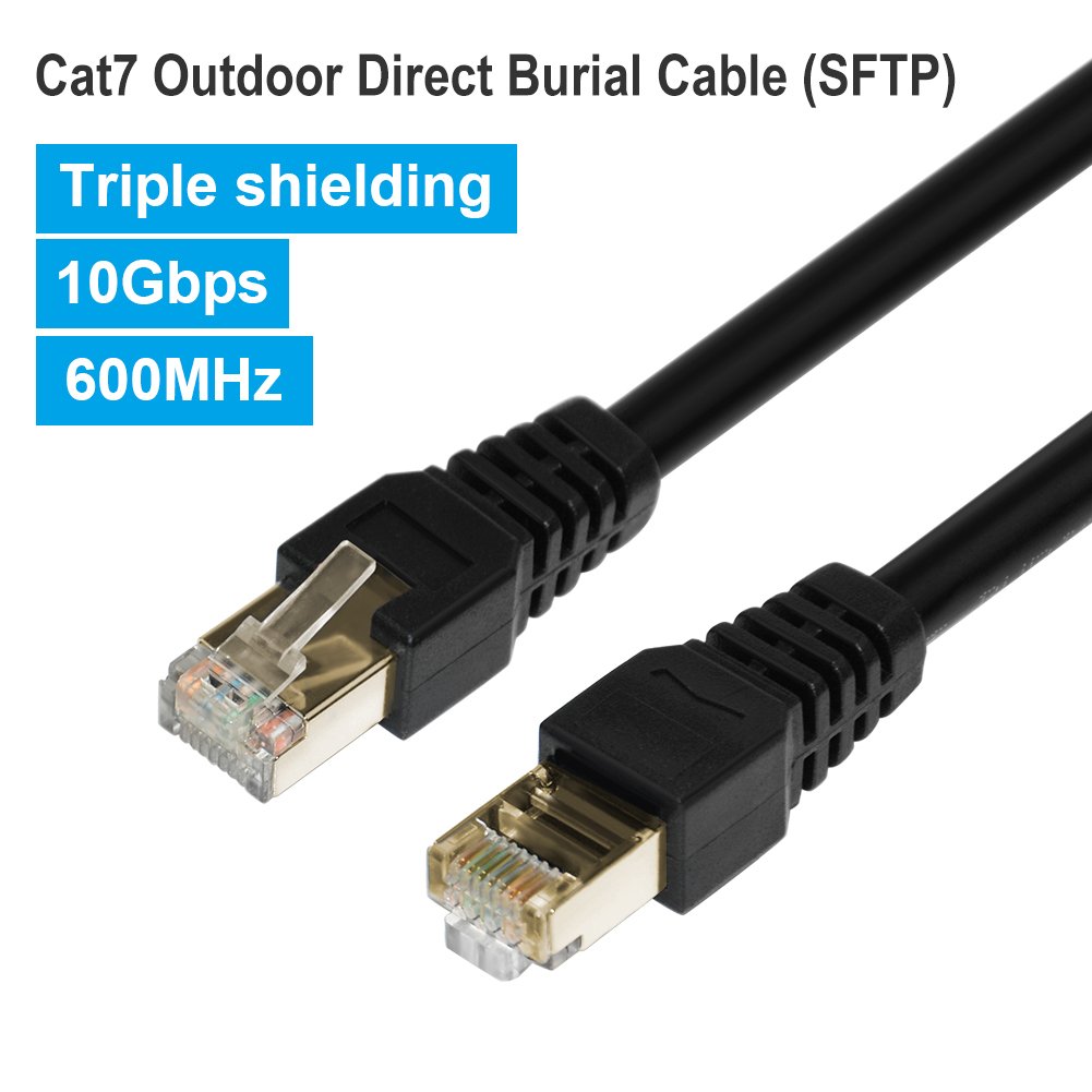 Buy Outdoor Ethernet 150ft Cat7 Cable, PHIZLI Shielded Grounded UV ...