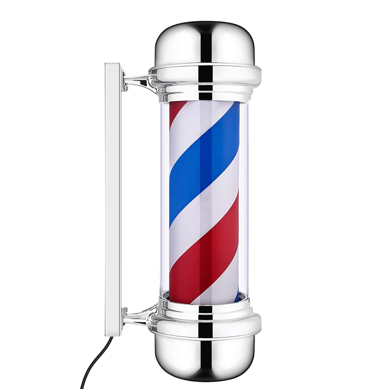 LED Barbers Pole, 28 Inch Red White Blue Stripes Rotating Illuminating ...