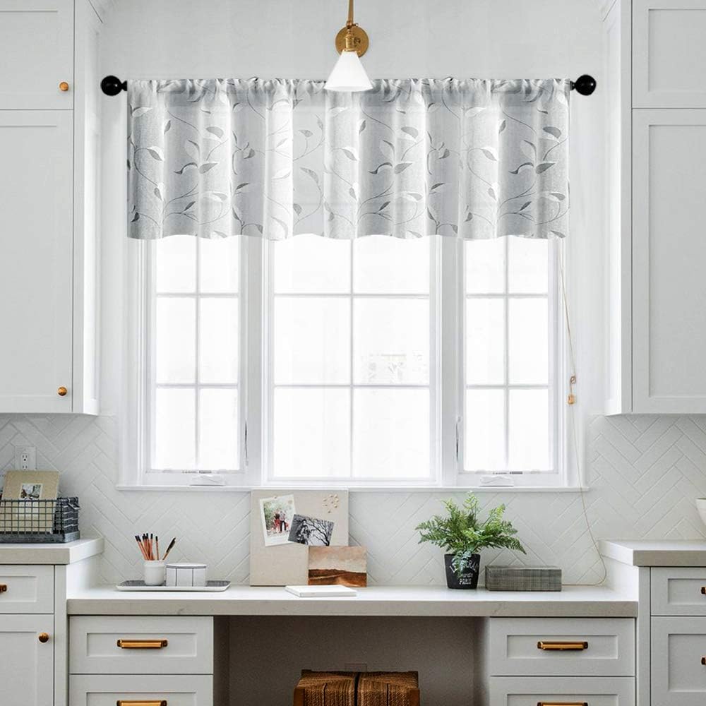 Amazon.com: MRTREES Grey Valance Curtain Sheer Curtain Valances 16 ...