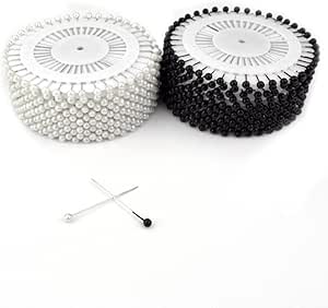 Black & White Berry Pins Wheel Pearlised Ball Top Scarf Craft Sewing ...