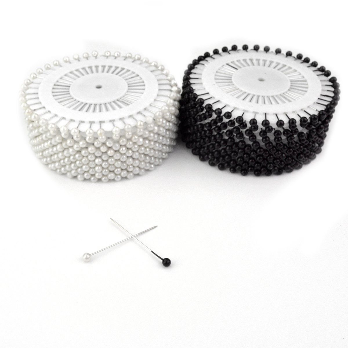 Black & White Berry Pins Wheel Pearlised Ball Top Scarf Craft Sewing ...