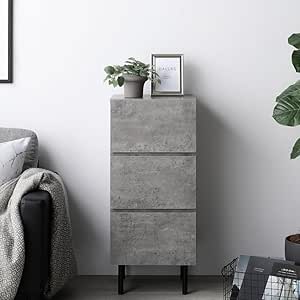 Amazon.co.jp: RASIK Chest, Drawer Storage, Slim, 3 Tiers, Width 15.7 inches (40 cm), Stone Gray ...
