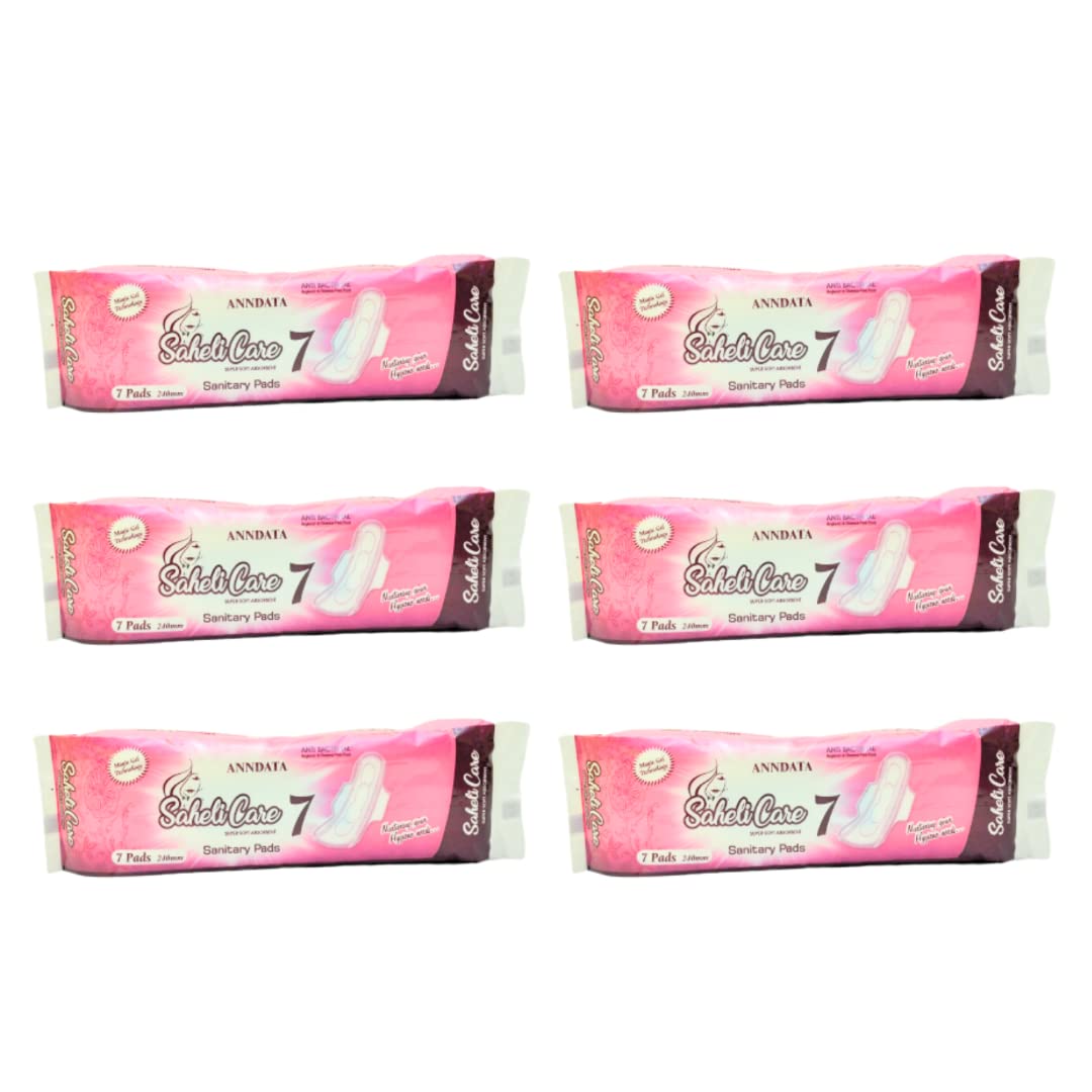 Buy Saheli Care Sanitary Pad Pink Pack of 6 Packet/Total 42 pads Each ...