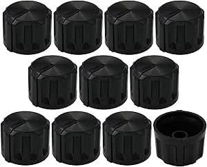6mm Splined Hole Large Black Plastic Fluted Control Knob Pack of 10 ...