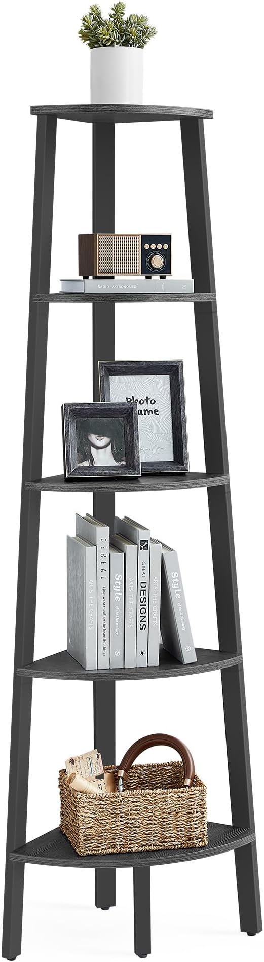 Charles Jacobs 5 Tier Corner Ladder Shelving Unit - Grey : Amazon.co.uk ...