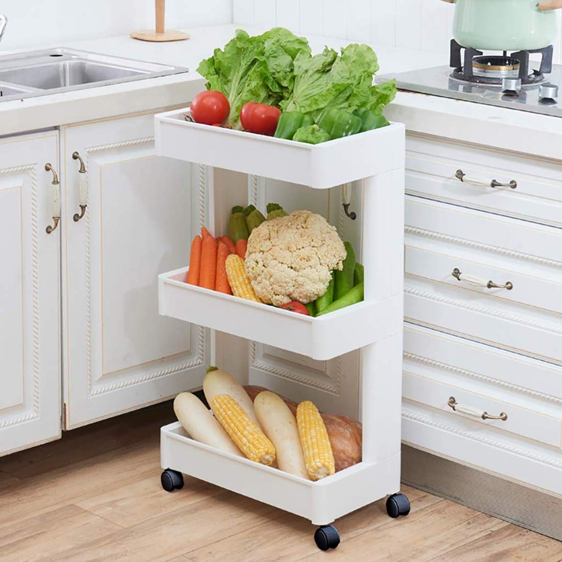 House of Quirk Plastic Storage Trolley Rack, White : Amazon.in: Home ...