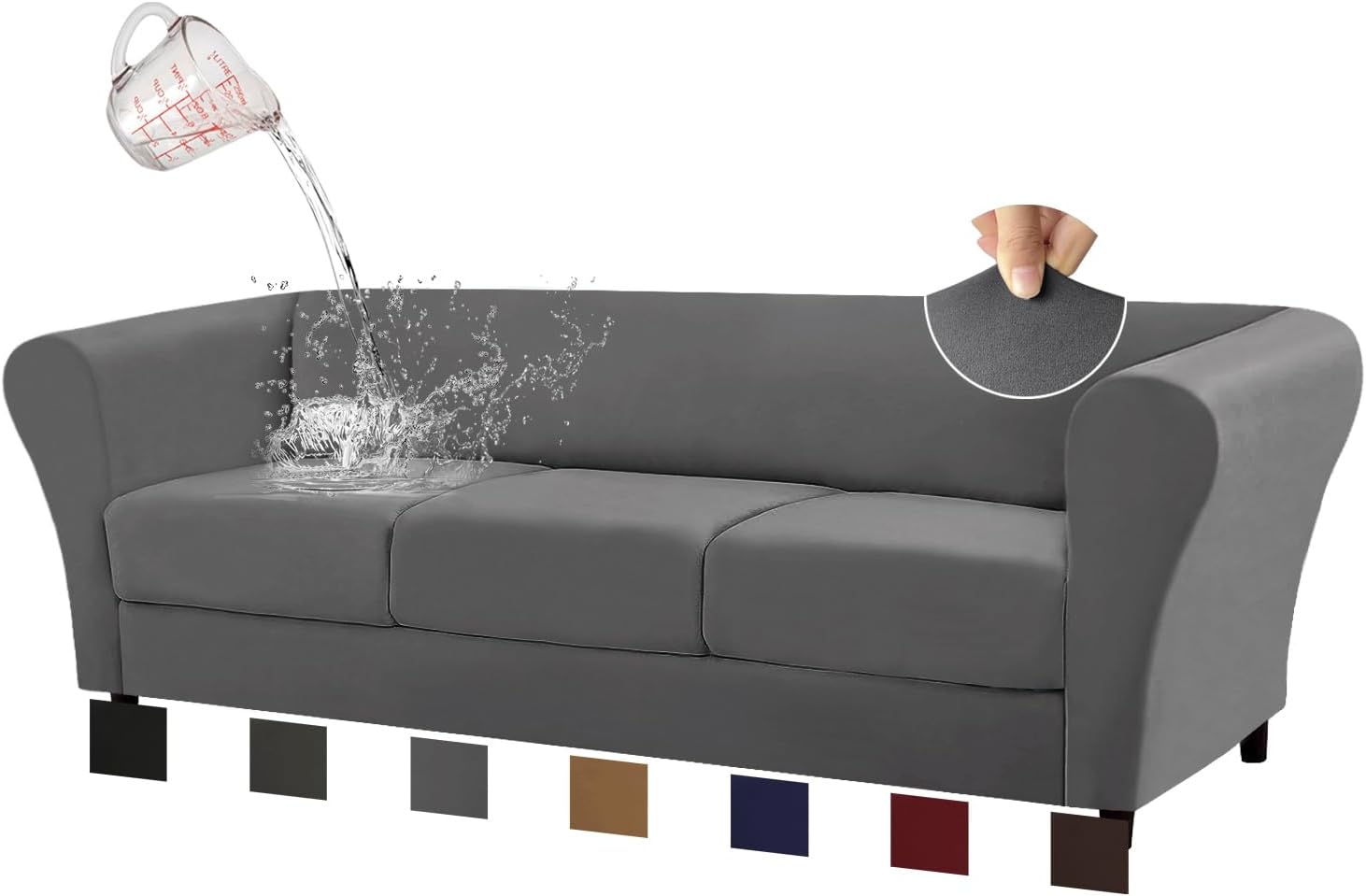 Amazon.com: ALIECOM Stretch 4-Pcs Couch Cover for 3 Cushion Couch Sofa ...