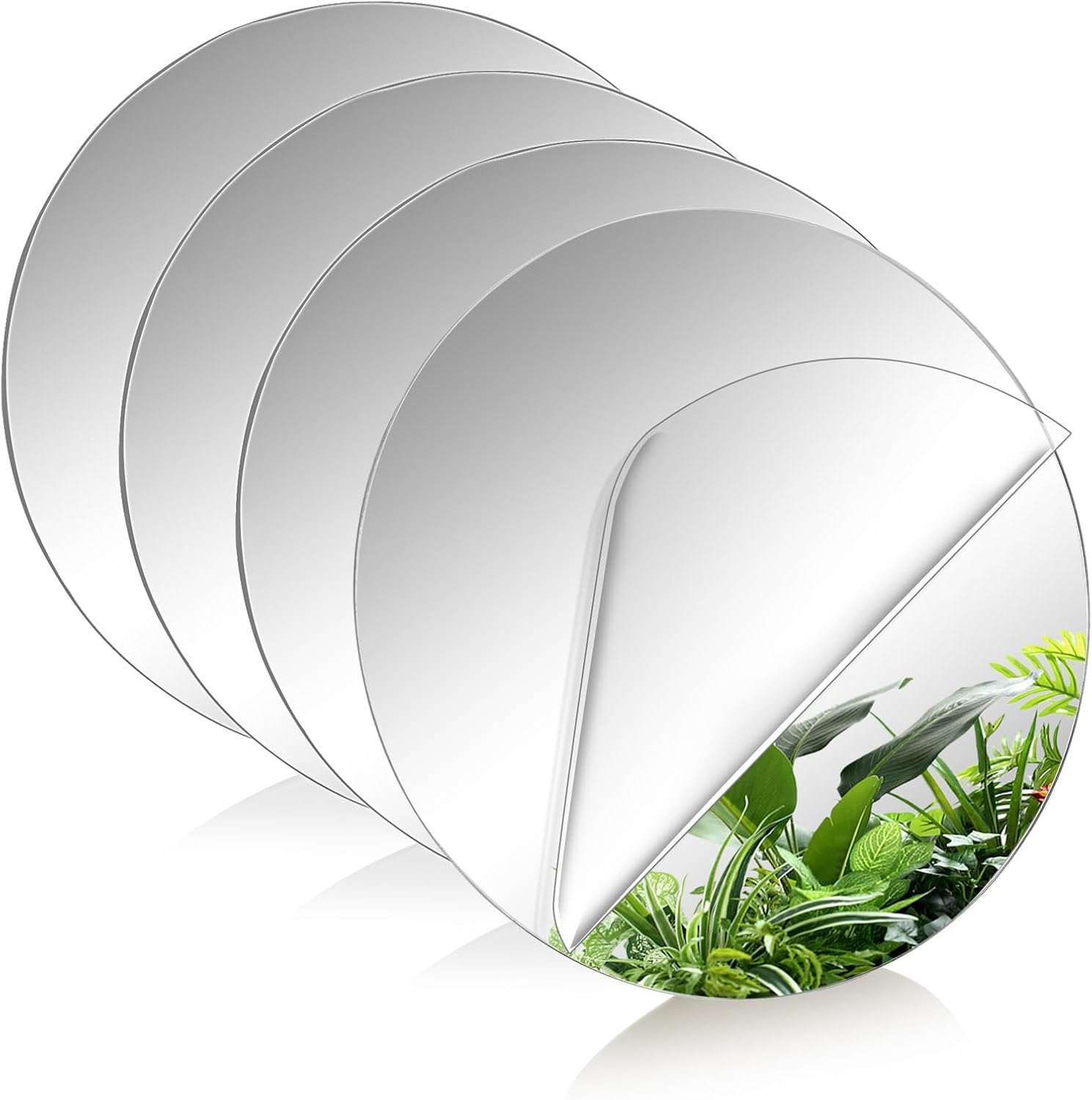LDXDRU 4-Pack 30cm/12-Inch Round Mirror Tiles - 2.5mm Thick Self ...