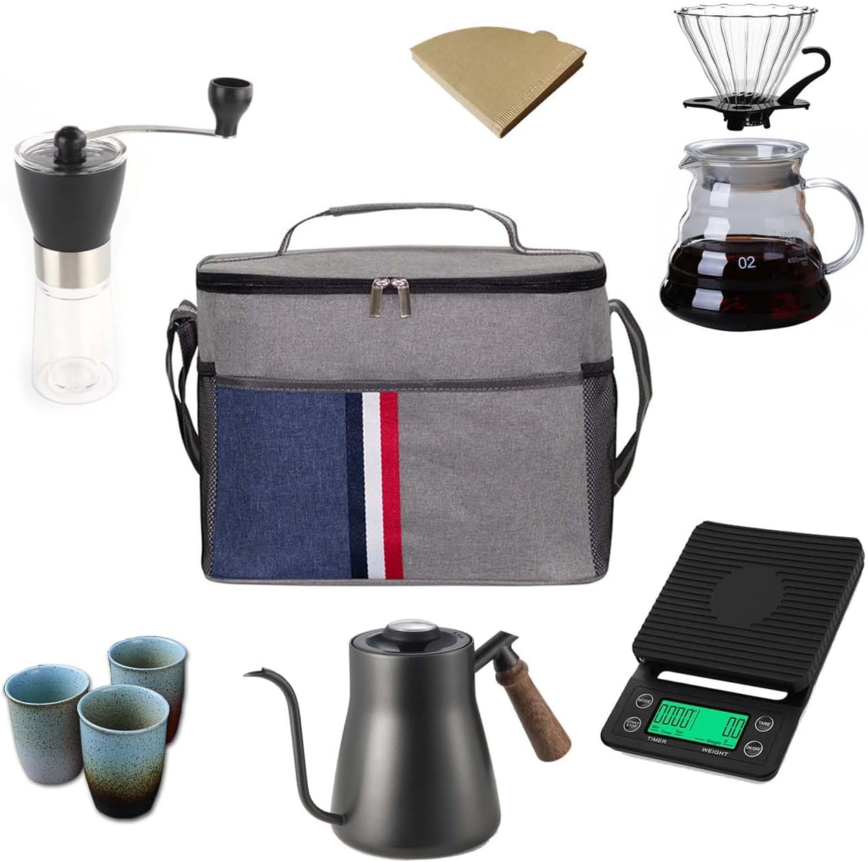 EqiEch V60 Coffee Maker Set, 10-Piece Drip Coffee Maker Set,Coffee Bag ...